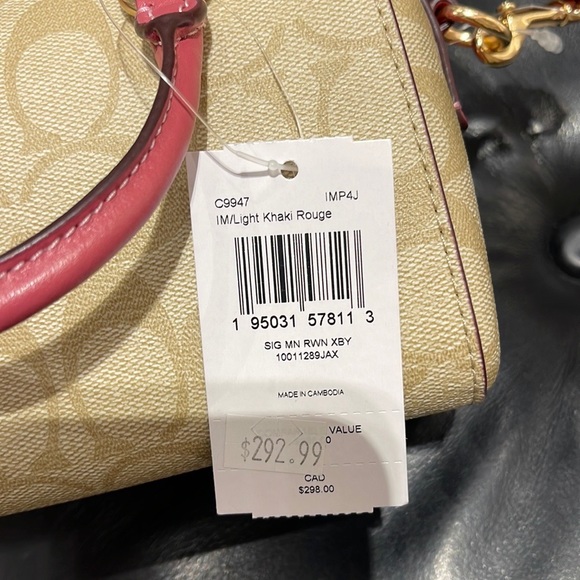 Coach | Bags | Coach Mini Rowan Crossbody In Signature Canvasimlight Khaki Rouge | Poshmark